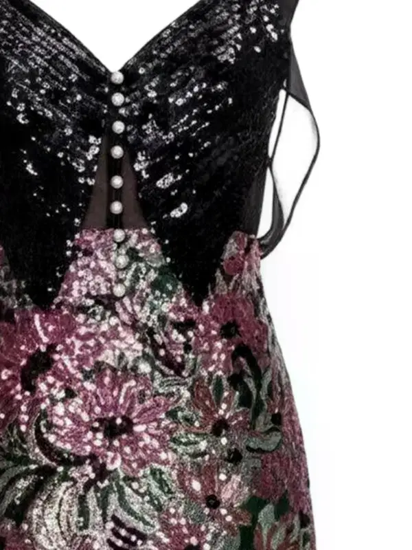 SELF-PORTRAIT Sequin Embellished Mini Dress - Black