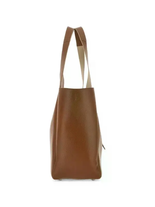 Hogan Logo Plaque Leather Tote Bag - Brown