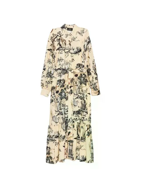 Etro Scenic-print Tiered Maxi Dress - Neutrals