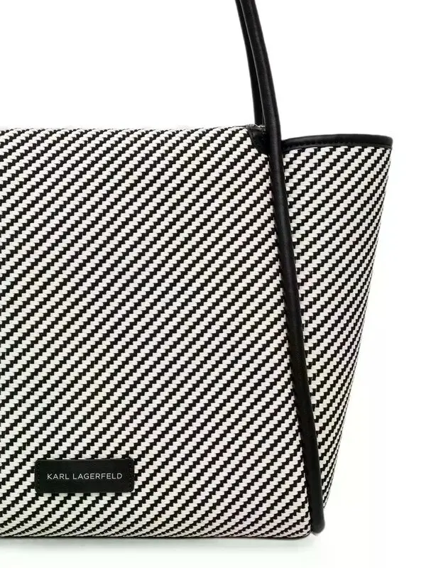 Karl Lagerfeld Diagonal-stripe Monogram-patch Tote Bag