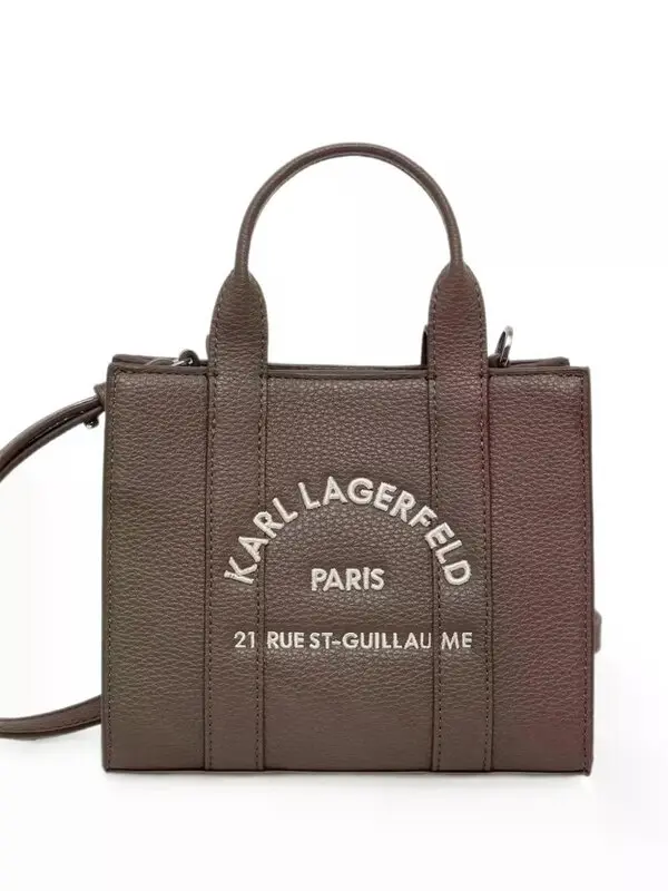 Karl Lagerfeld Logo-embroidered Pebbled Tote Bag