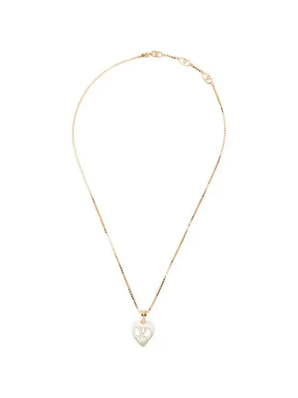 Valentino Garavani Vlogo Signature Heart Pendant Necklace - Gold