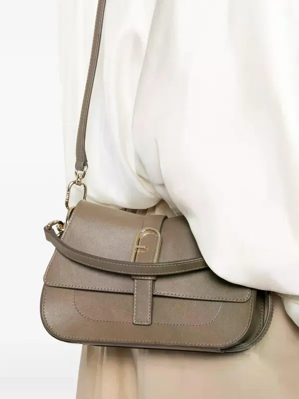 Furla Arch-logo Leather Shoulder Bag - Brown