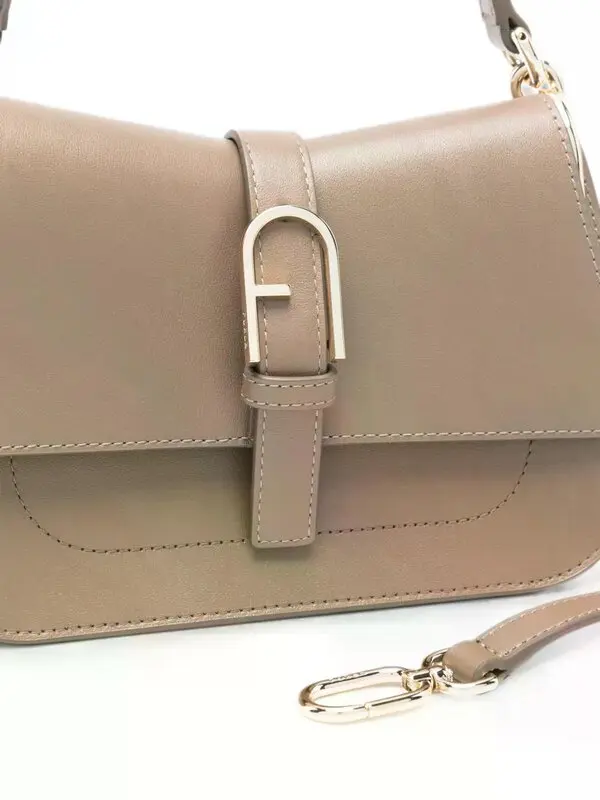 Furla Arch-logo Leather Shoulder Bag - Brown