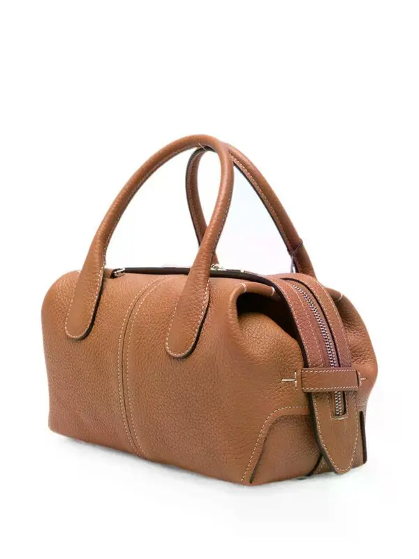 TOD'S Mini Logo-patch Pebbled Tote Bag