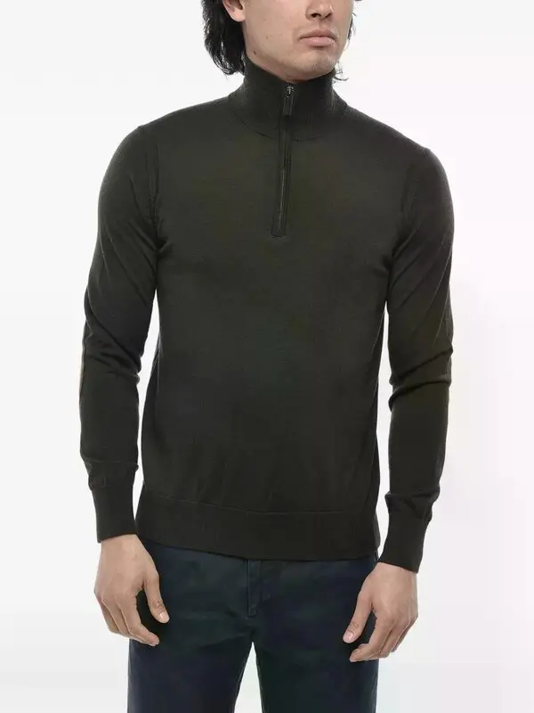 PAOLO PECORA Half-zip Elbow-patchs Polo Shirt - Green