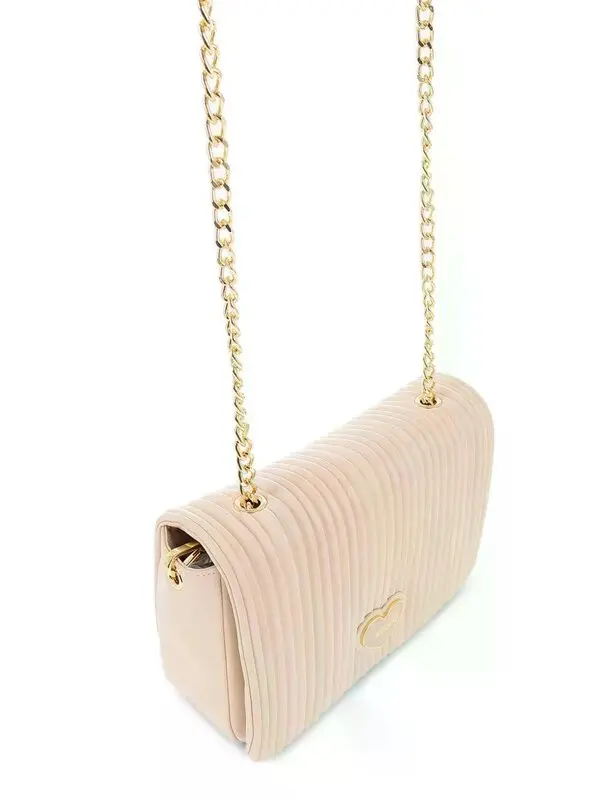 Moschino Pleated Heart Plaque Shoulder Bag