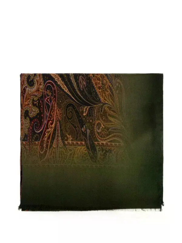 Etro Paisley-print Fringed Scarf - Green