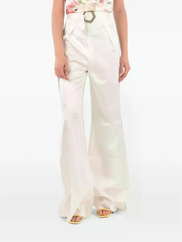 Philipp Plein Buckle-fastening Palazzo Pants - White
