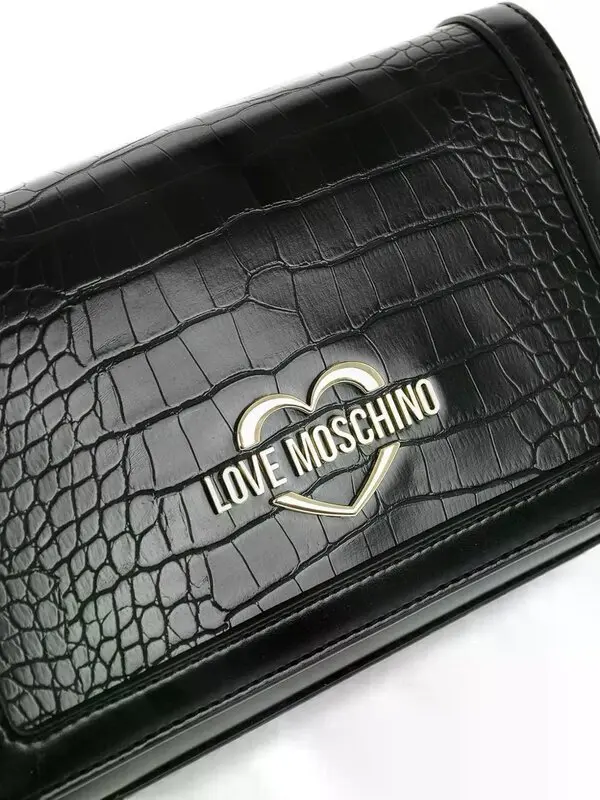 Moschino Crocodile-effect Heart-plaque Shoulder Bag