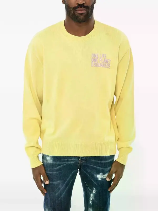 Dsquared2 Logo-embroidered Crew-neck Sweater - Yellow