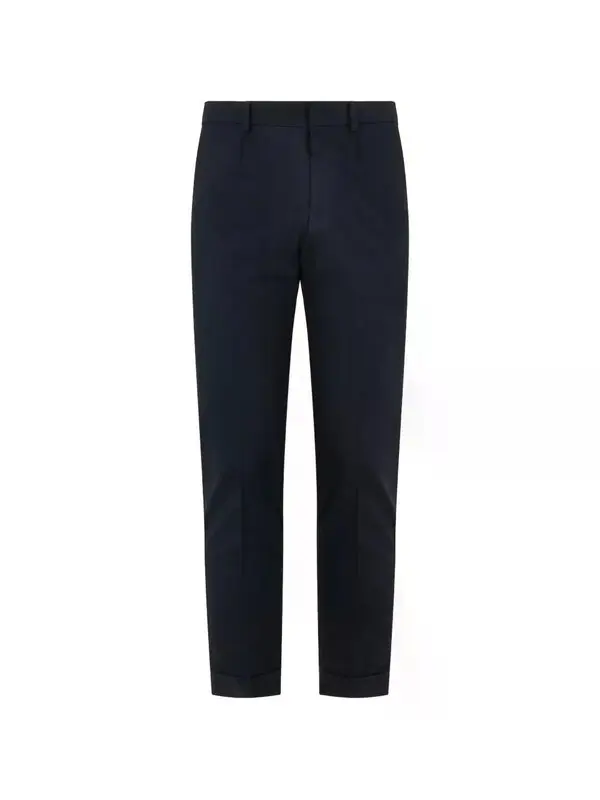 MOORER Pressed-crease Turn-up Trousers - Blue
