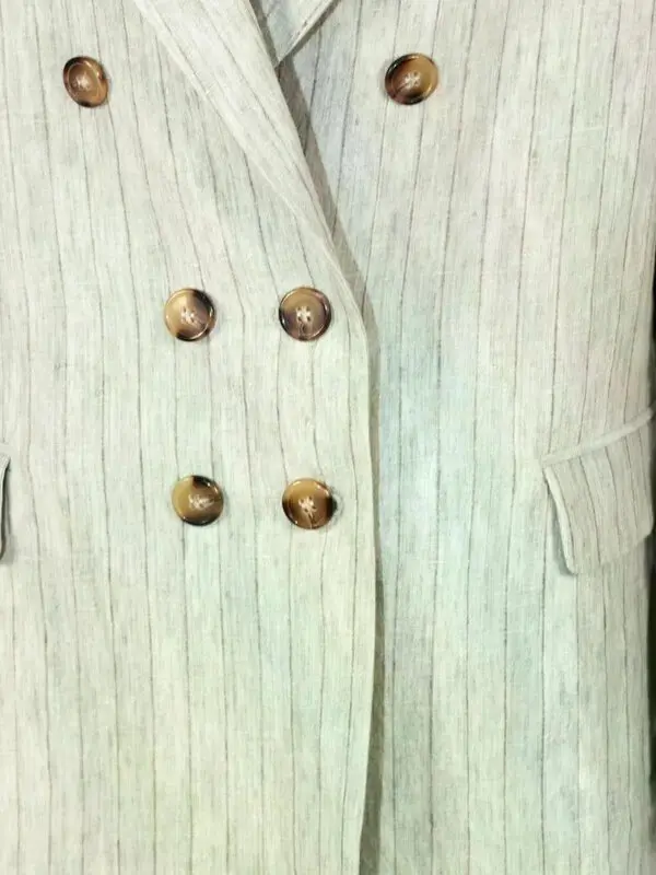 KILTIE Double-breasted Striped Linen Blazer