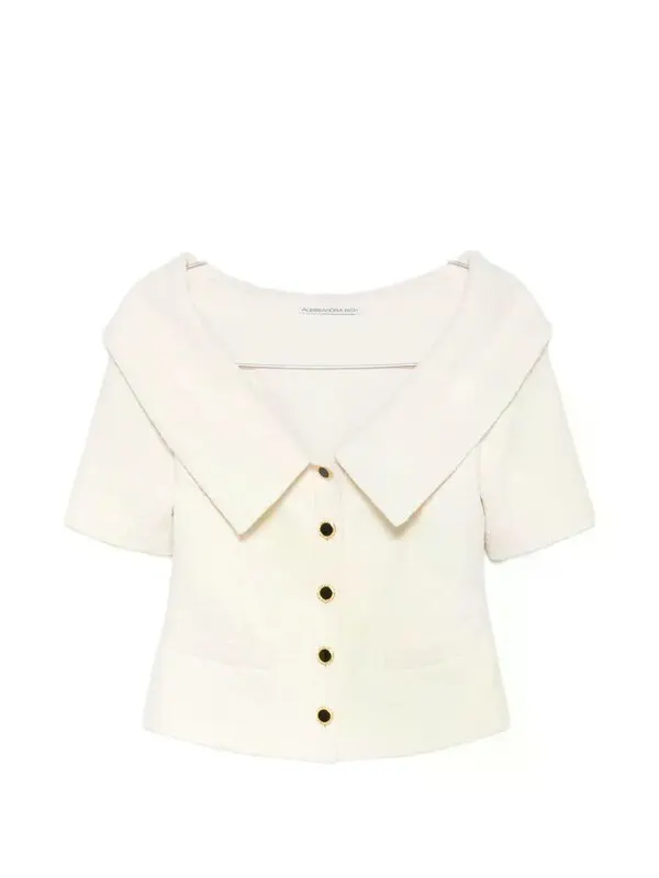 Alessandra Rich Off-shoulder Button-up Jacket - Neutrals