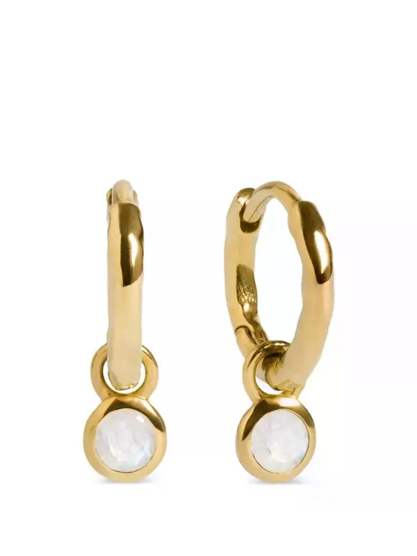 Monica Vinader Moonstone-pendant Hammered Hoop Earrings - Gold