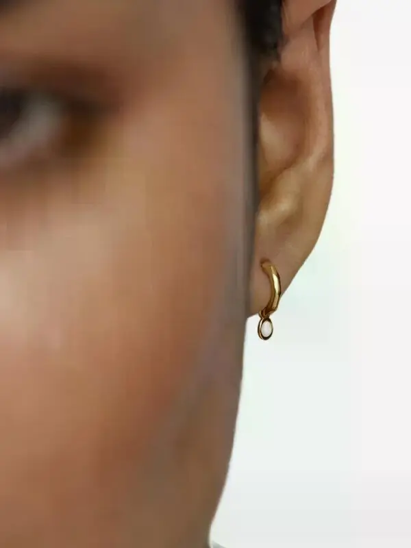 Monica Vinader Tone Hammered Hoop Earrings With Moonstone Pendant