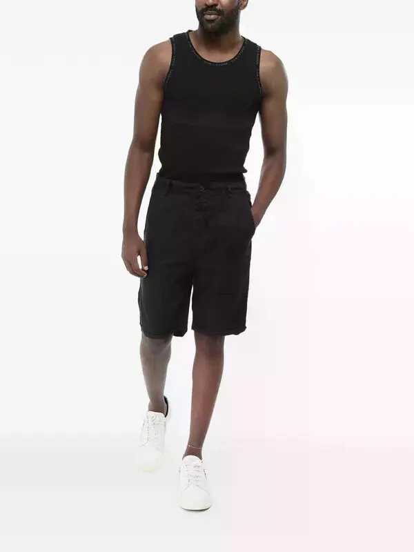 NEVER ENOUGH Linen Belt-loop Shorts - Black