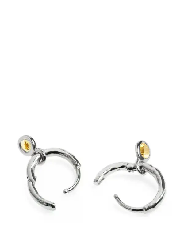 Monica Vinader Citrine Pendant Hoop Earrings In Sterling