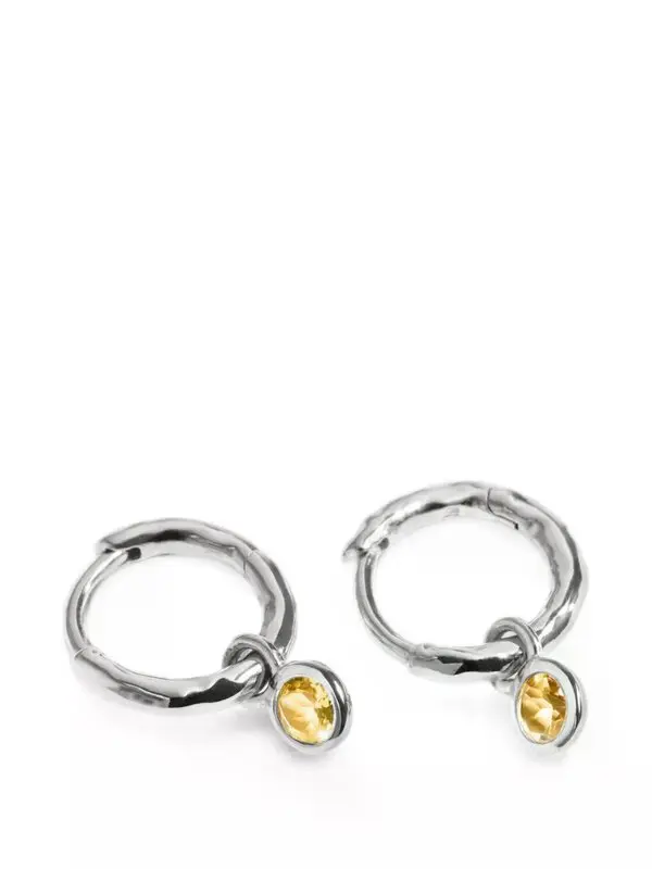 Monica Vinader Citrine Pendant Hoop Earrings In Sterling