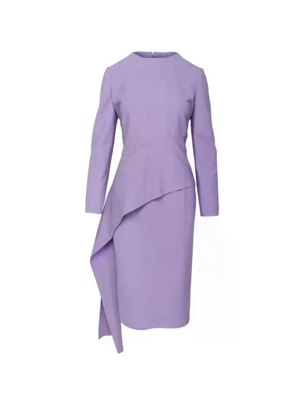 Oscar De La Renta Asymmetric Draped Midi Dress - Purple