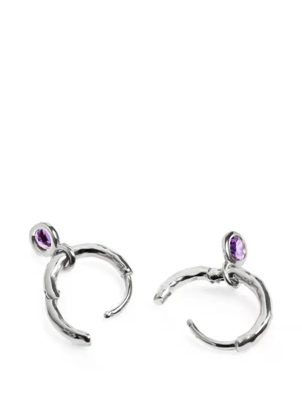 Monica Vinader Gemstone Pendant Hoop Earrings With Amethyst