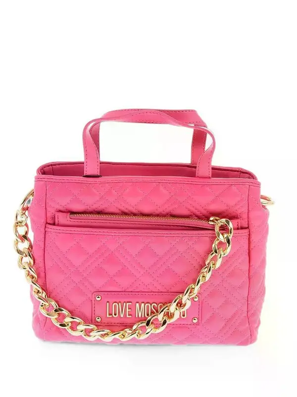 Moschino Quilted Logo-plaque Tote Bag - Pink