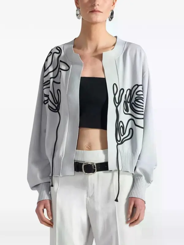 Liviana Conti Lavinia Floral-embroidery Open-front Cardigan - Grey