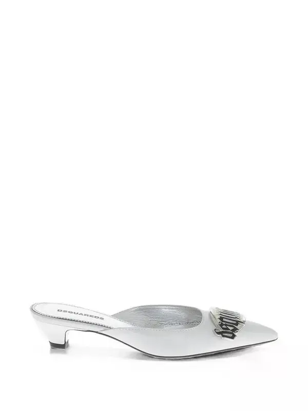 Dsquared2 Logo-plaque Pointed-toe Mules - Silver
