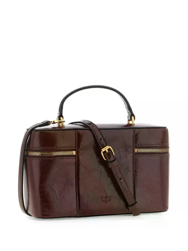 Pinko Love Birds Leather Tote Bag - Brown