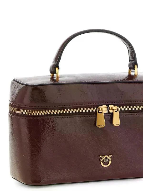 Pinko Love Birds Leather Tote Bag - Brown