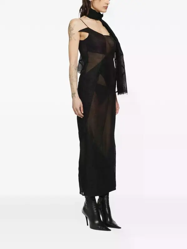 YEHUAFAN Semi-sheer Midi Dress