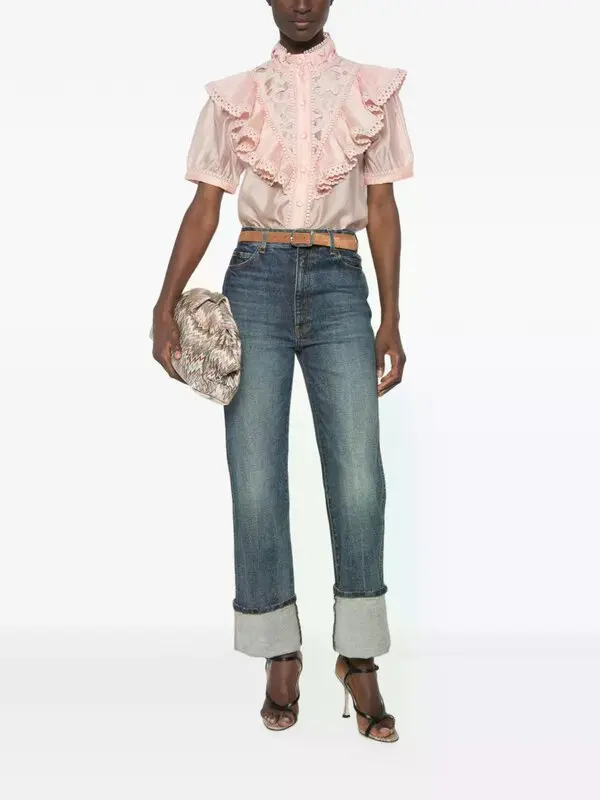 PAPER LACE Ruffled Lace-trim Shirt