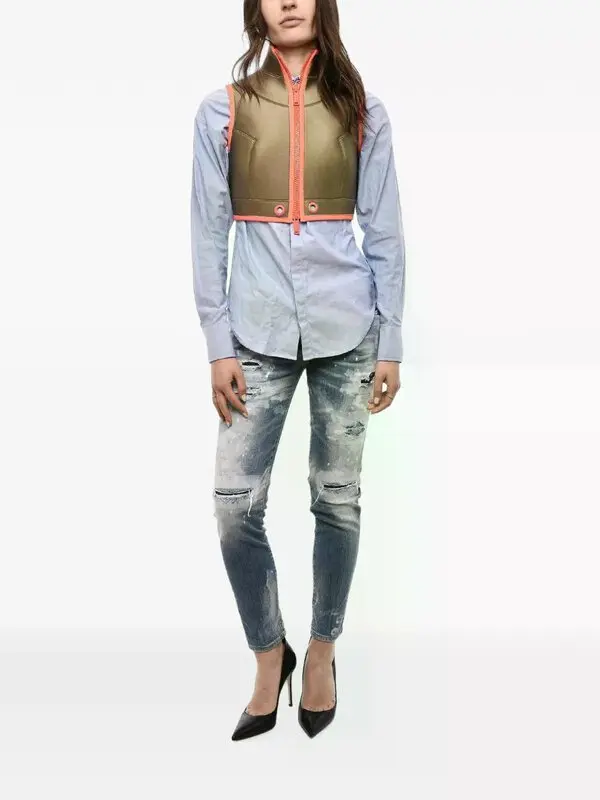 Dsquared2 Cropped Sleeveless Gilet With Contrasting Trims
