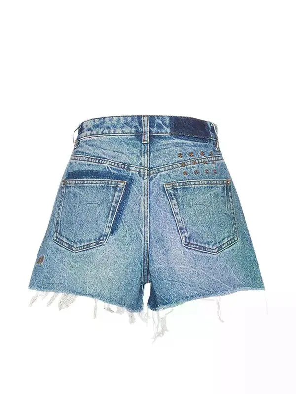 Ksubi Kut Off Frayed Denim Mini Shorts - Blue