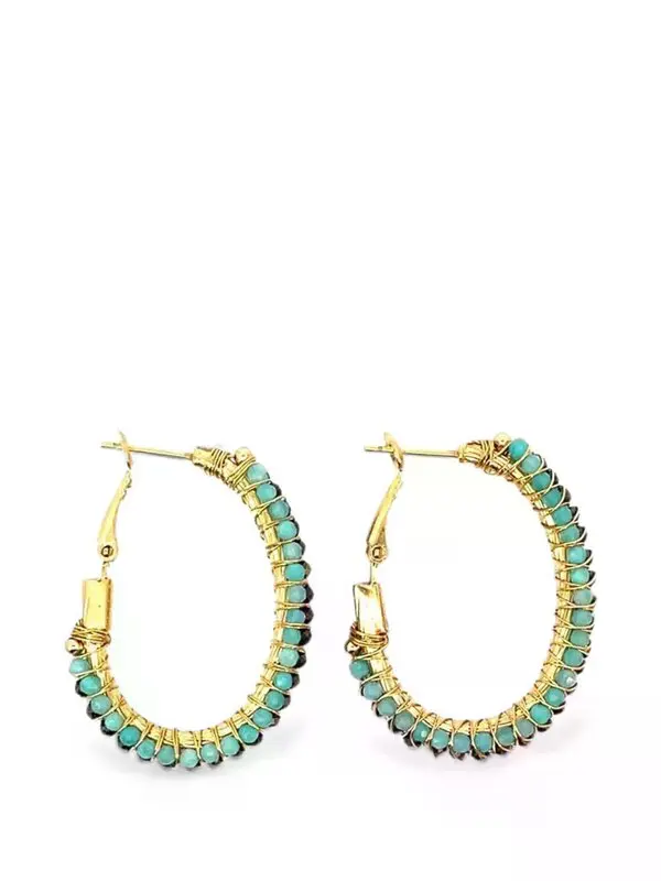 Gas Bijoux Lyre Beaded Hoop Earrings - Gold