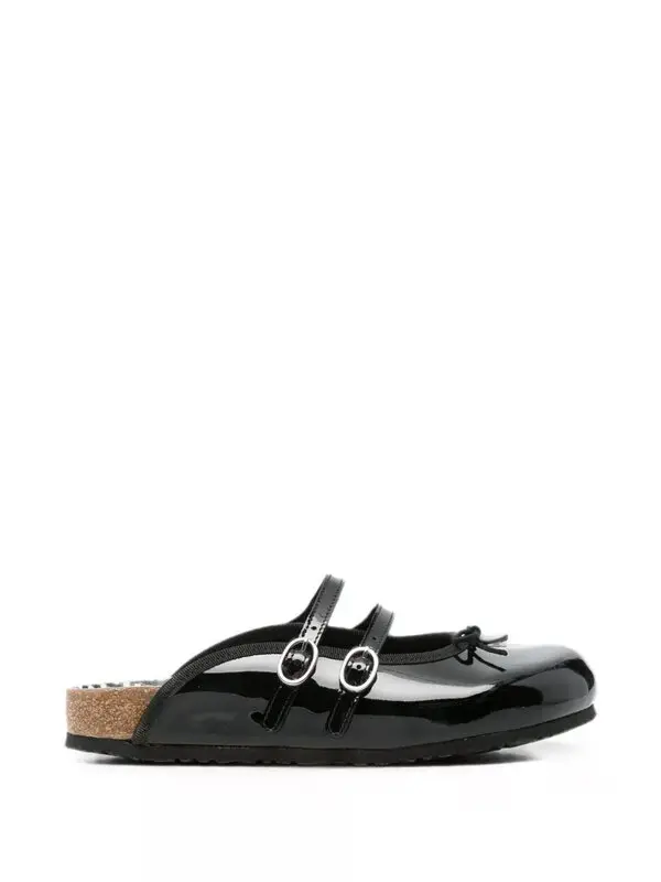BIRKENSTOCK Buckled Patent-finish Mules - Black
