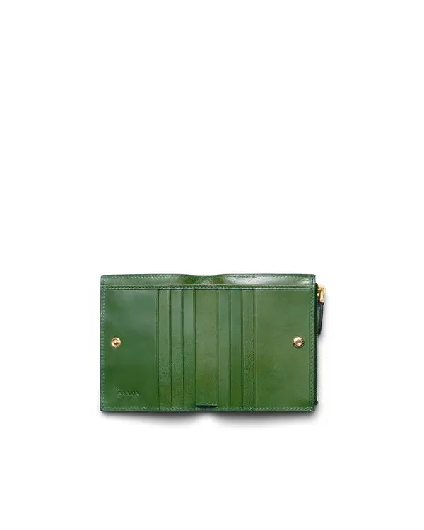 Prada Small Woven Madras Leather Wallet