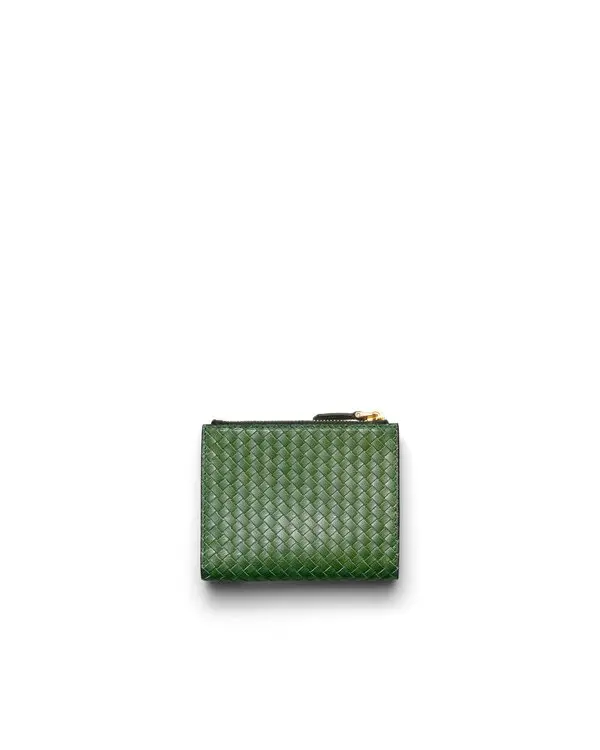 Prada Small Woven Madras Leather Wallet