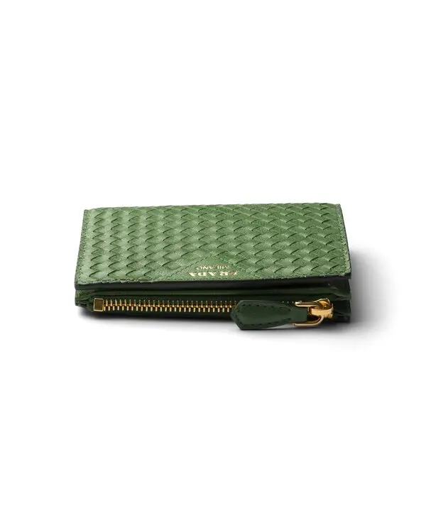 Prada Small Woven Madras Leather Wallet