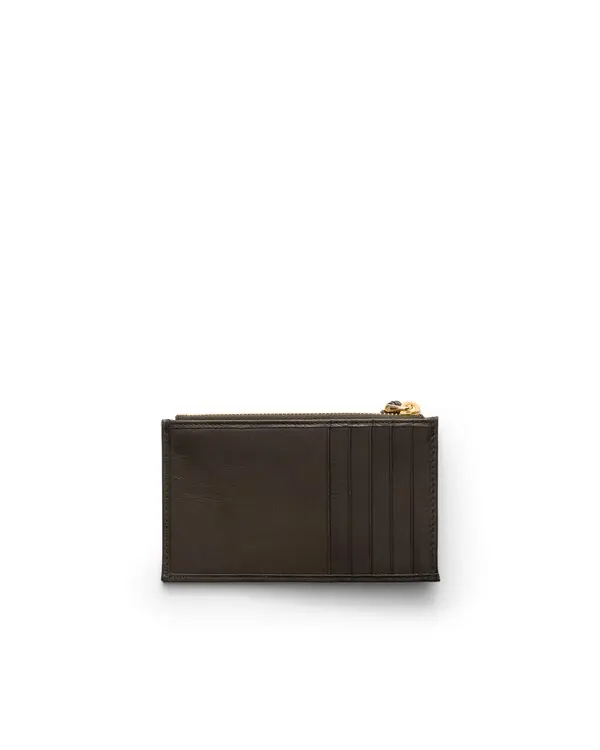 Prada Leather Card Holder With Zipper