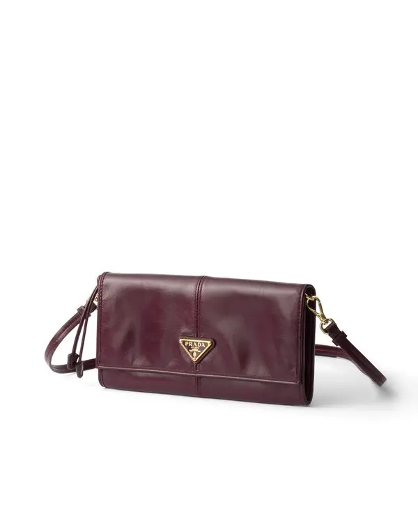 Prada Leather Wallet With Shoulder Strap