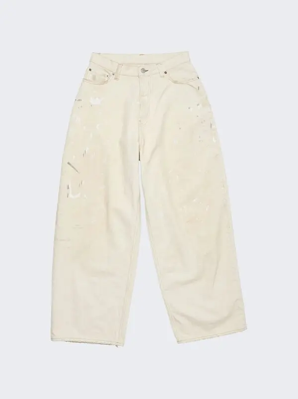 Acne Studios Loose Fit Wide Leg Jeans With Leather Pockets
