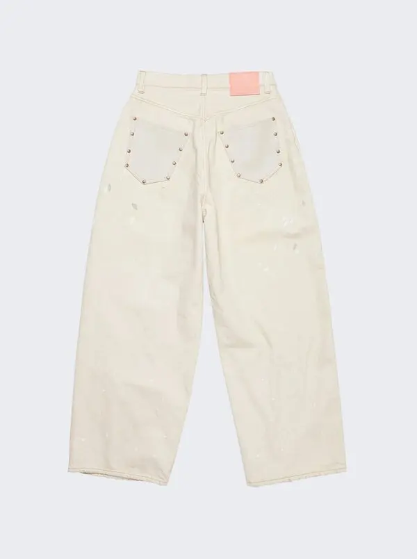 Acne Studios Loose Fit Wide Leg Jeans With Leather Pockets