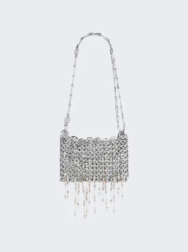 Rabanne 1969 Nano Bag With Pearl Pringes Silver - A