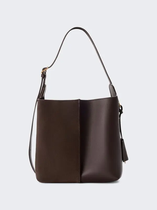 Loewe Medium Calfskin And Suede Bilbao Bucket Bag - Brown
