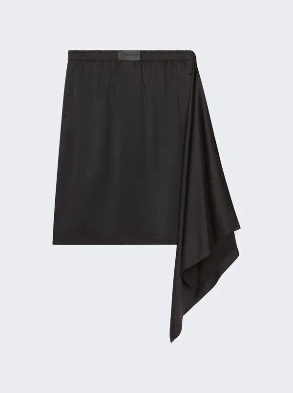 COURREGES Draped Satin Knee-lenght Skirt - Black