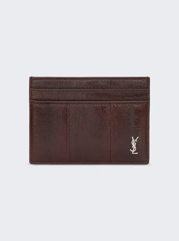 Saint Laurent Tiny Cassandre Card Case Scotch - Brown