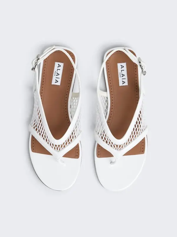 ALAÃA Alaïa Fishnet Thong Sandals - White