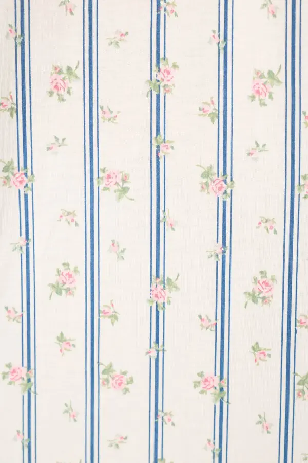 PJ Salvage Cotton Jersey Stripes & Blooms Cropped Pajama Set