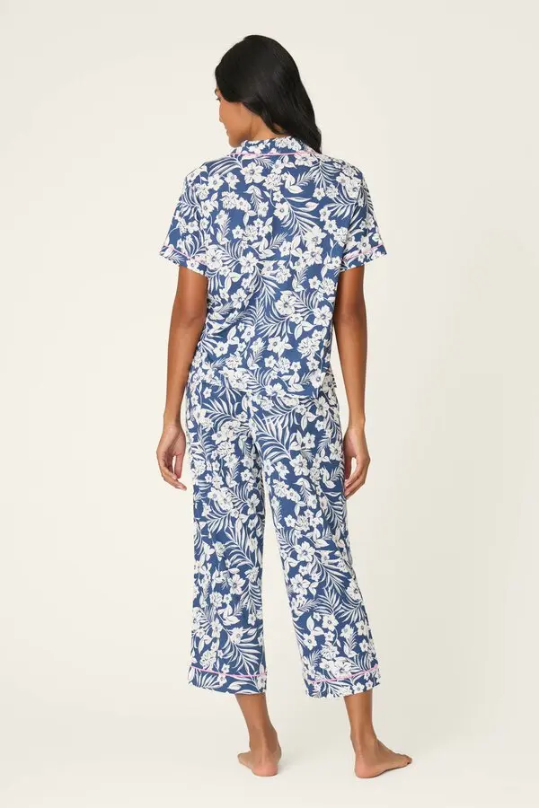 PJ Salvage Cotton Jersey Midnight Garden Cropped Pajama Set